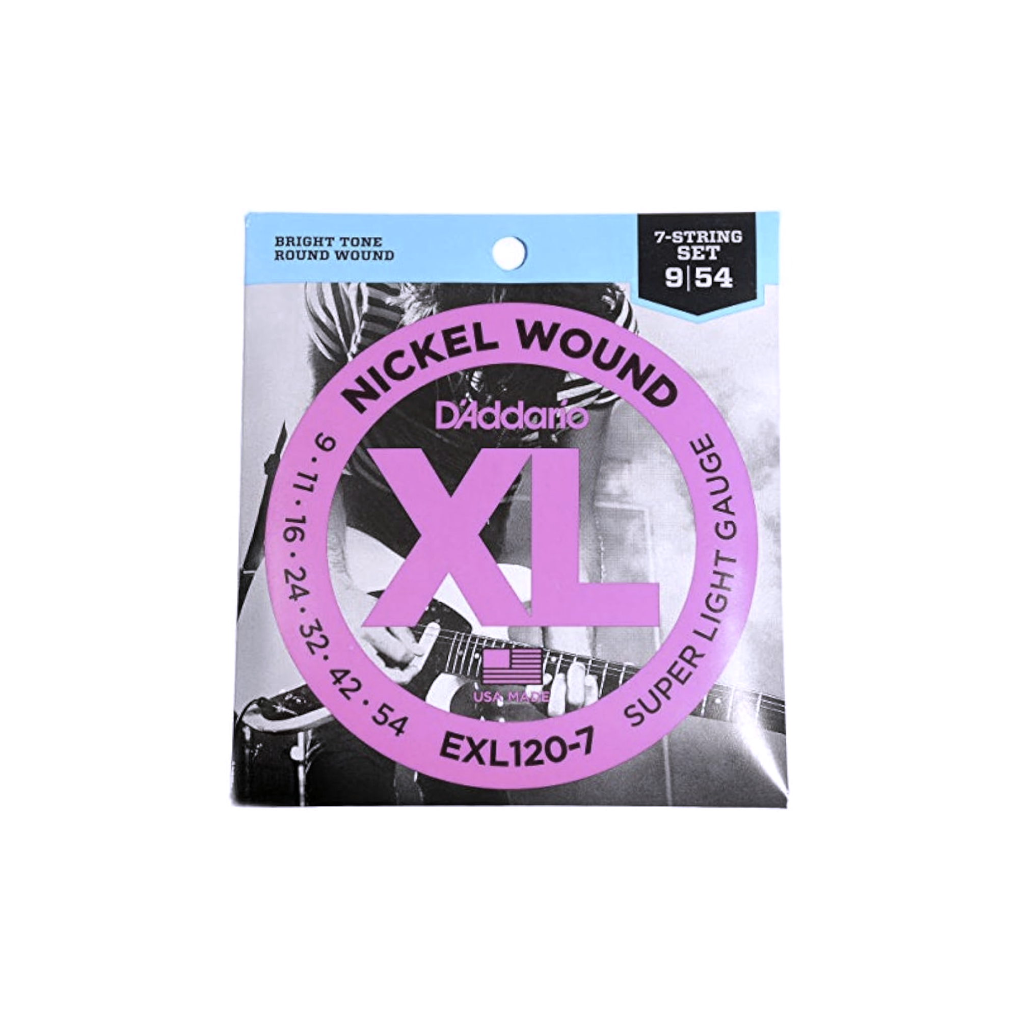 D'Addario EXL120-7 Nickel Wound Super Light 7 String 9-54 Electric Gui