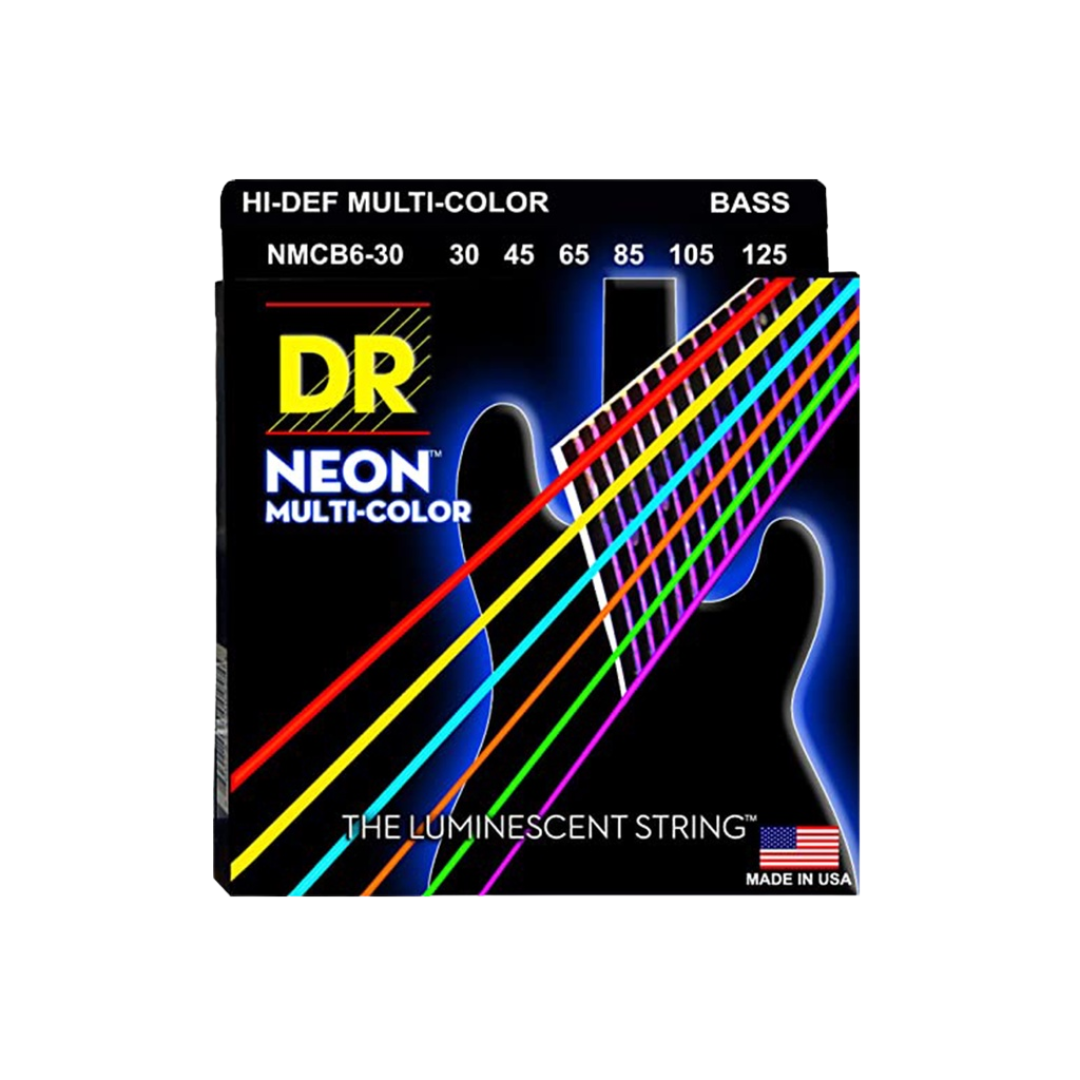 DR NMCB6-30125 Neon Multi-Color Bass 6 String Medium