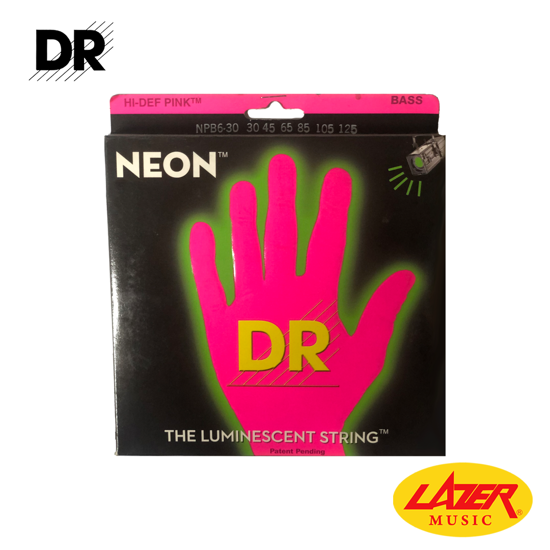 DR Strings NPB6-30125 NEON Pink 30-125 Bass Guitar Strings