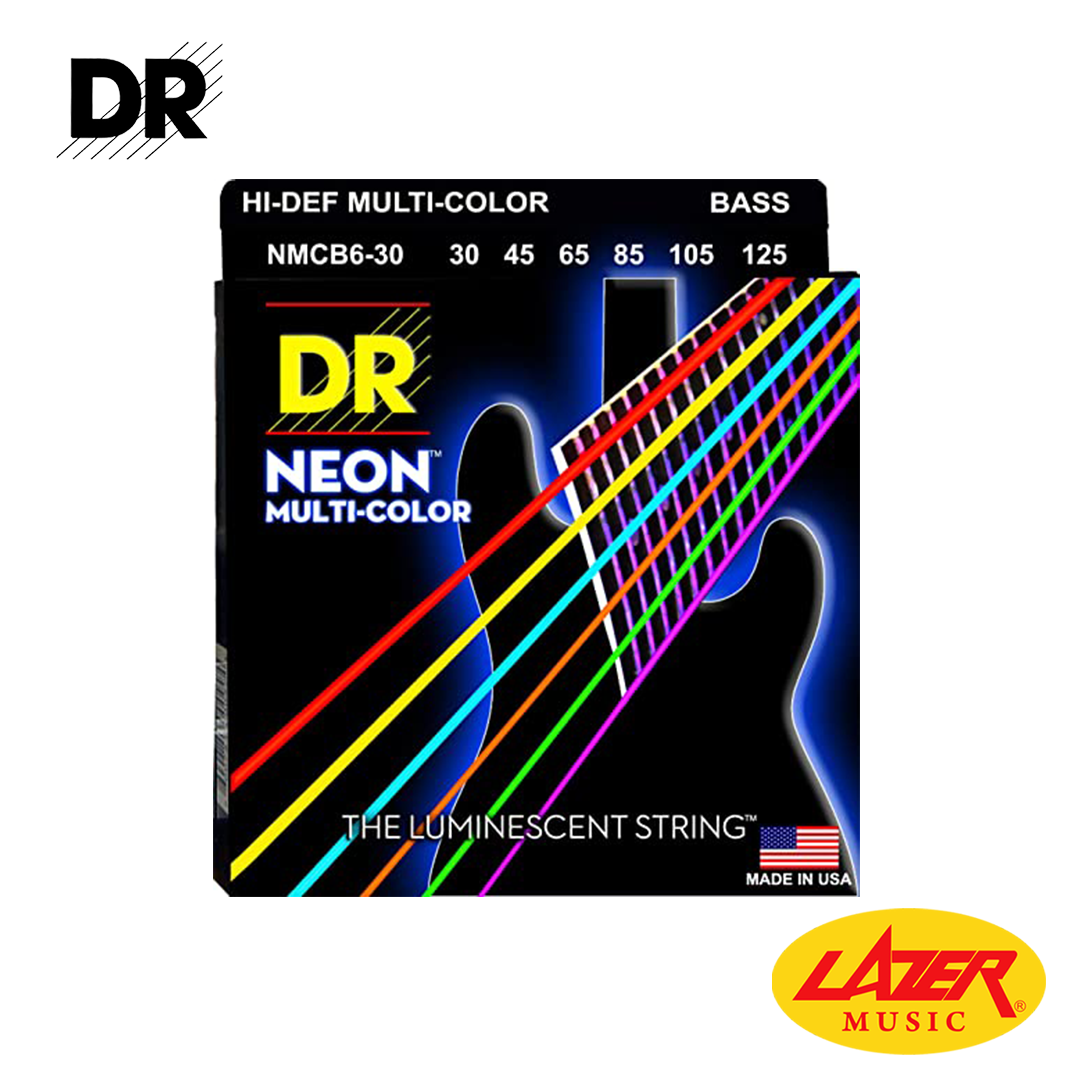 DR NMCB6-30125 Neon Multi-Color Bass 6 String Medium